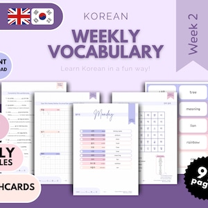 Korean Vocabulary Week 2 Digital Bundle Korean Word Puzzle Learning ...