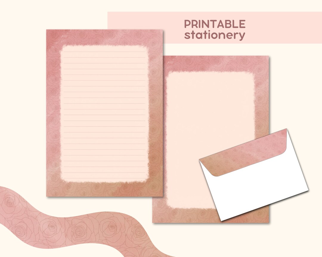 Pinkyellow Flowers, Stationery Roses Bouquet Writing Paper Set Rose ...