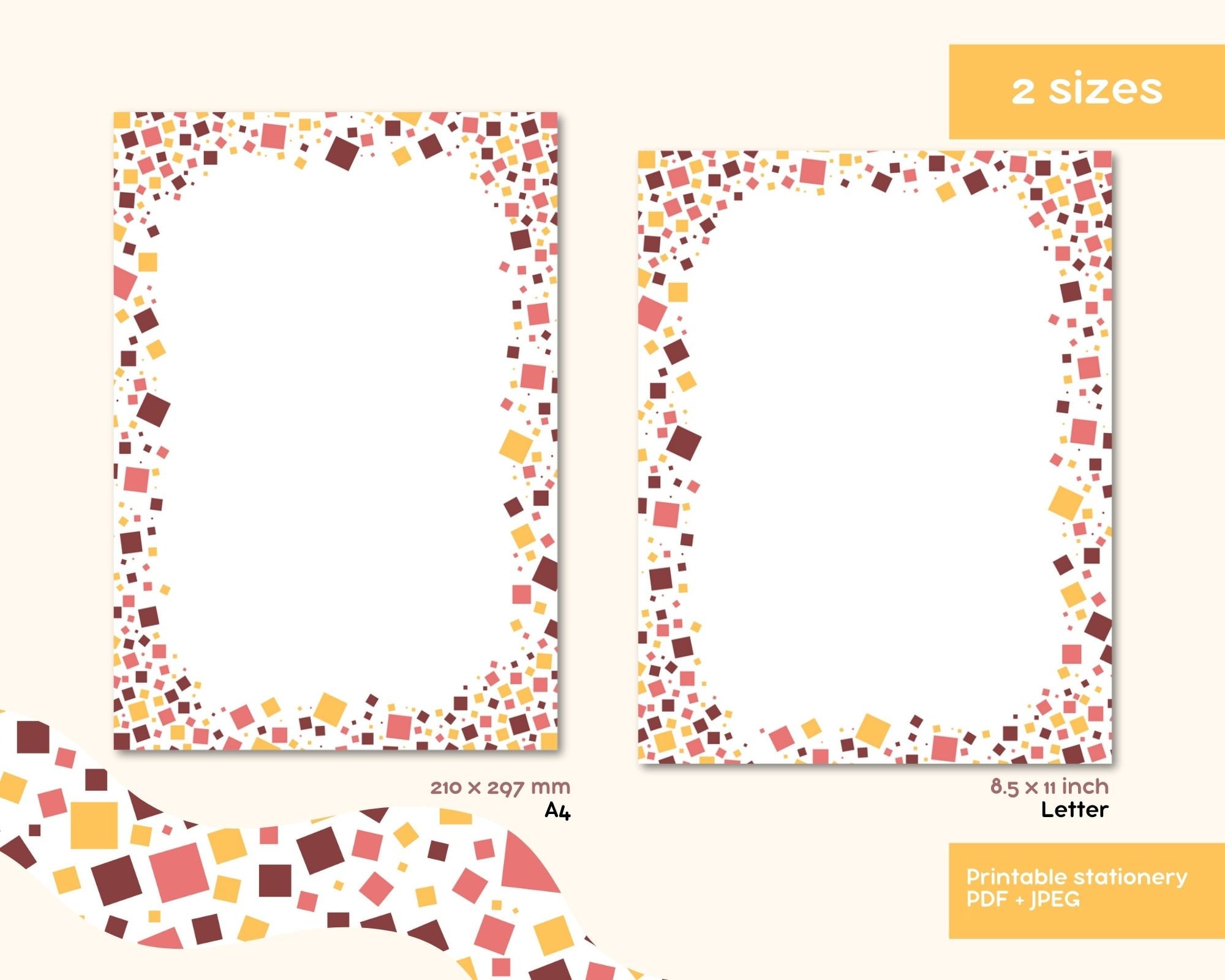 Colorful Squares, Stationery Colorful Squares Writing Paper Set Color ...
