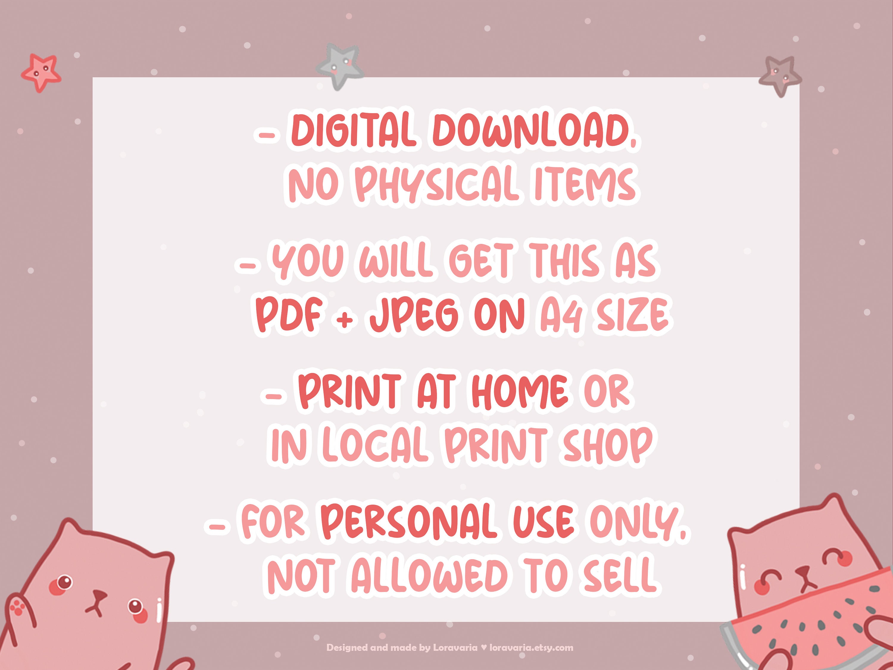Printable Kawaii Cat Notepads, Pink Memo Pads, A4 Sheet to Download and ...