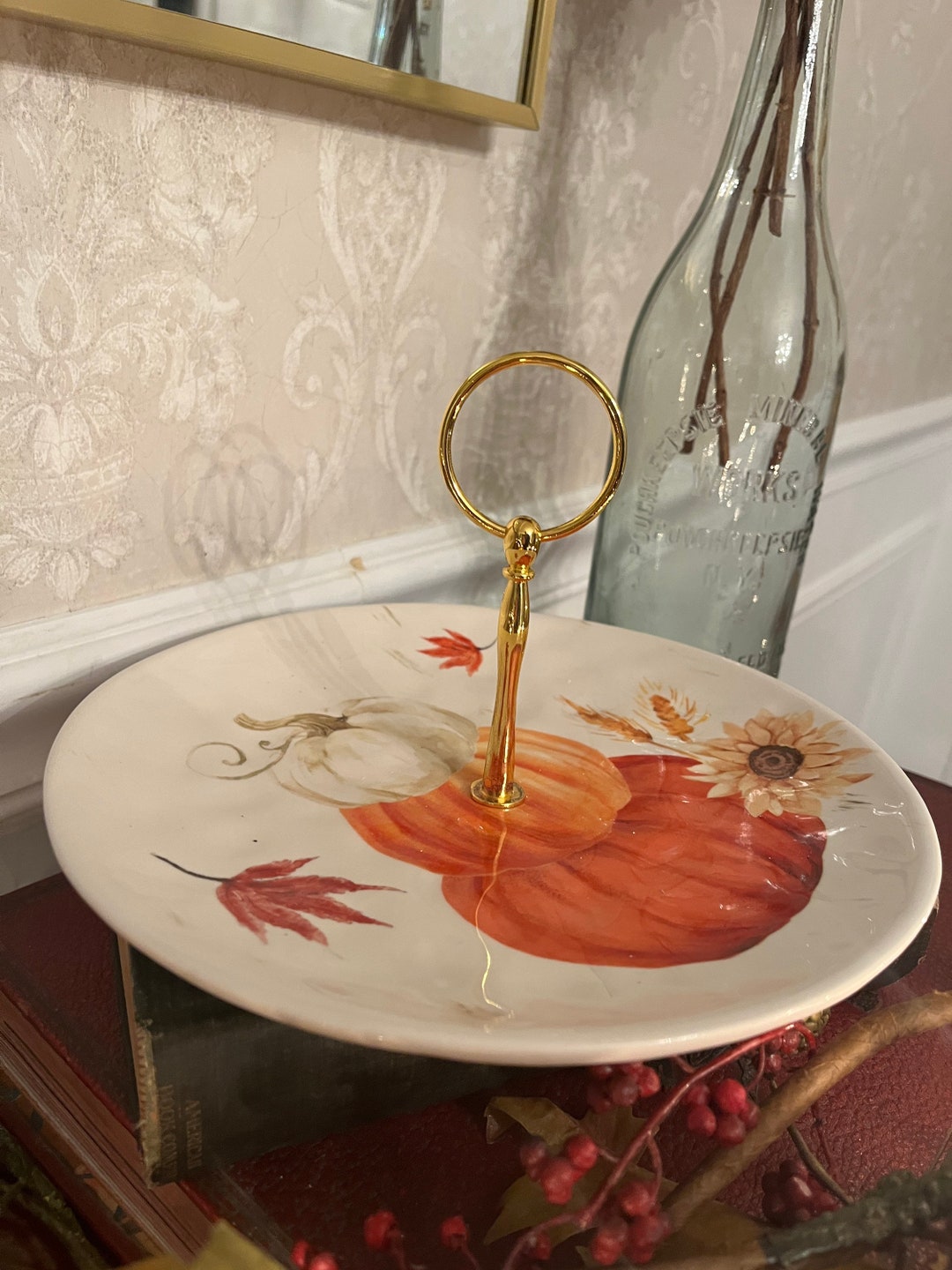 Pumpkin Dish With Gold Hardware 8.5 Inch Thanksgiving - Etsy