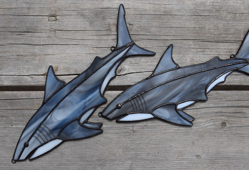 Great White Shark Fish Glass Ornament Hanging Suncatcher Decoration ...