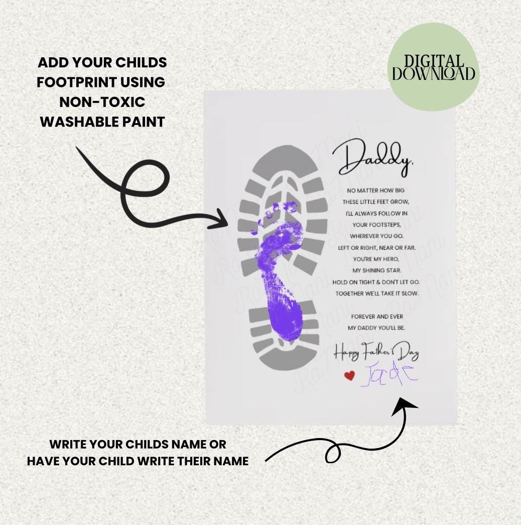 Fathers Day Footprint Craft, Fathers Day Gift, Fathers Day Poem ...