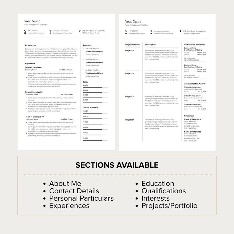 Professional Resume Template for Job Applications Clean ATS Friendly CV ...