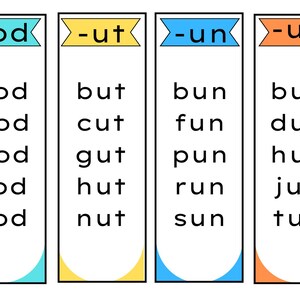 Word Families Cards - Etsy