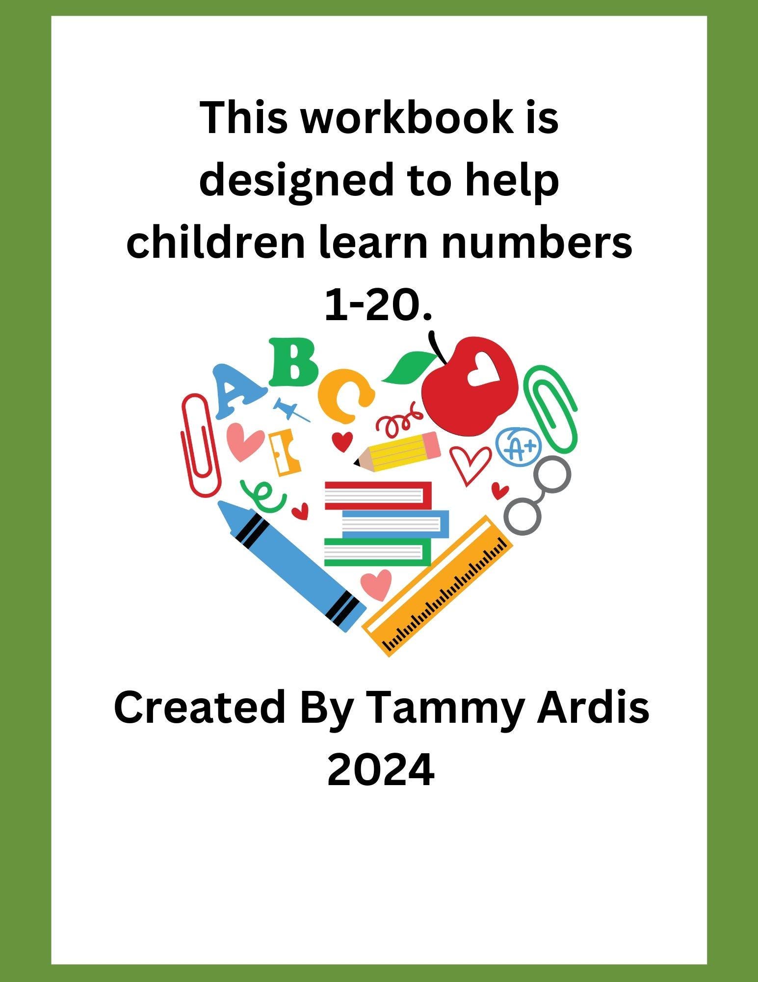 Kindergarten Numbers Work Book 1-20 - Etsy