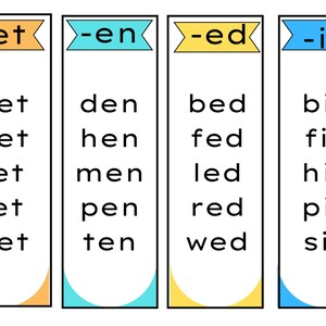 Word Families Cards - Etsy