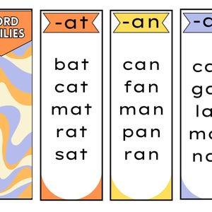 Word Families Cards - Etsy