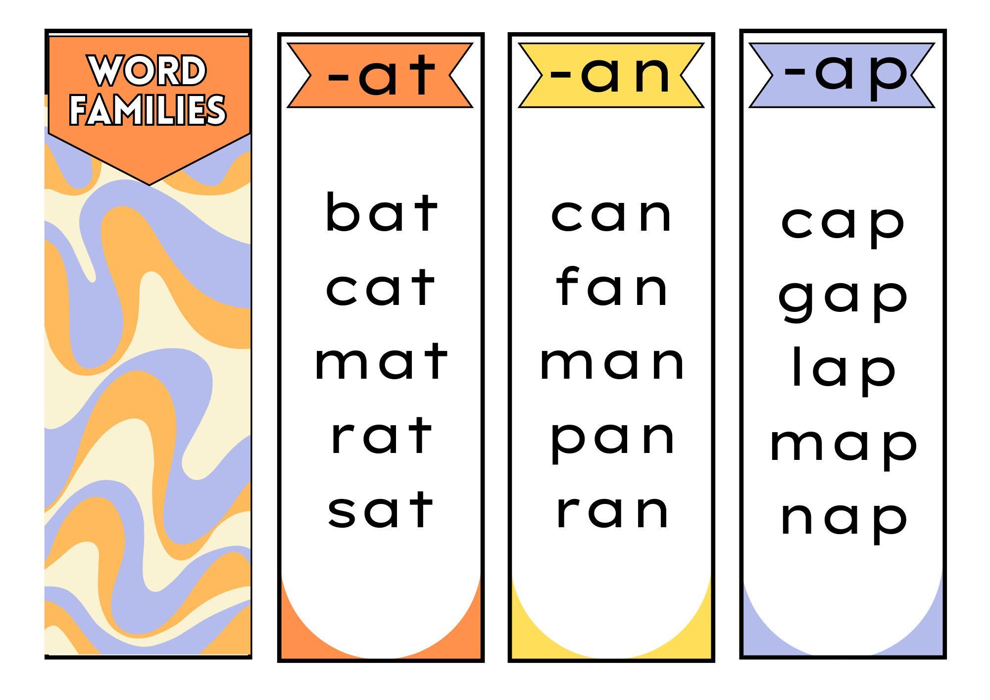 Word Families Cards - Etsy