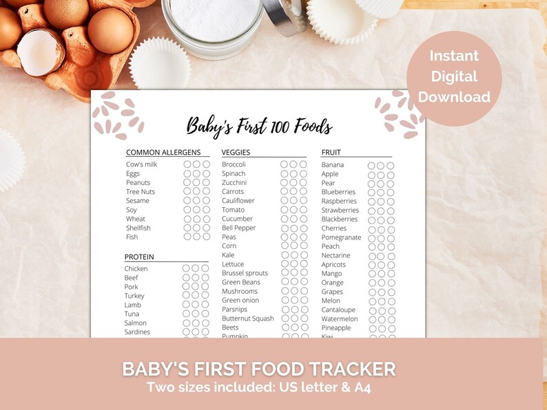 Baby's First Foods Tracker Baby-led Weaning Food Tracker - Etsy