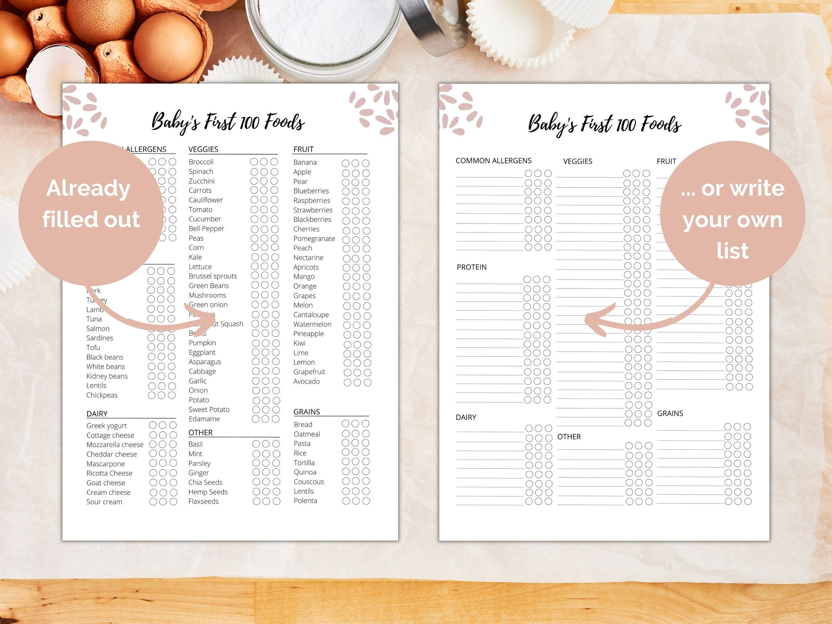Baby's First Foods Tracker Baby-led Weaning Food Tracker - Etsy