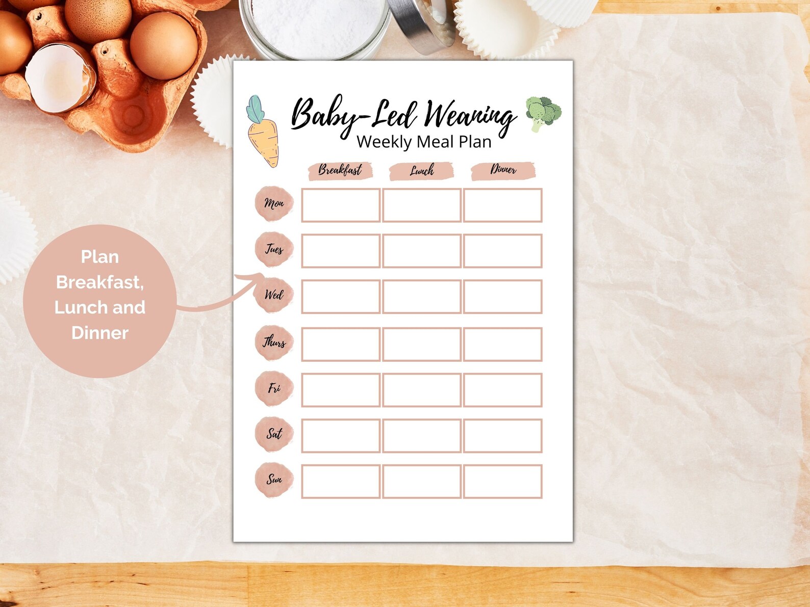 Baby Meal Planner and Baby's First Food Tracker, Weekly Meal Planner ...