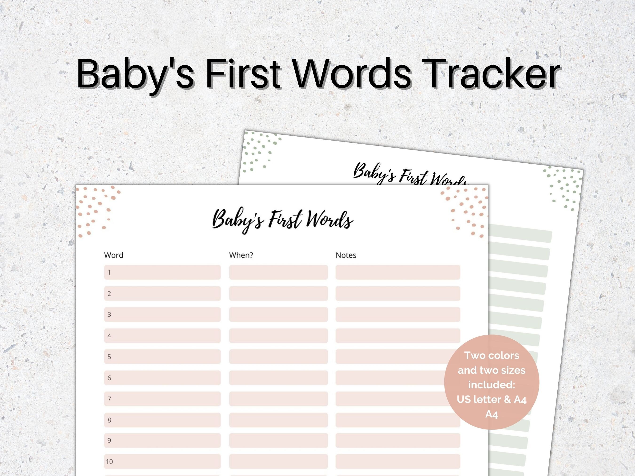 Baby's First Words Tracker, Baby Log, Toddler Log - Etsy