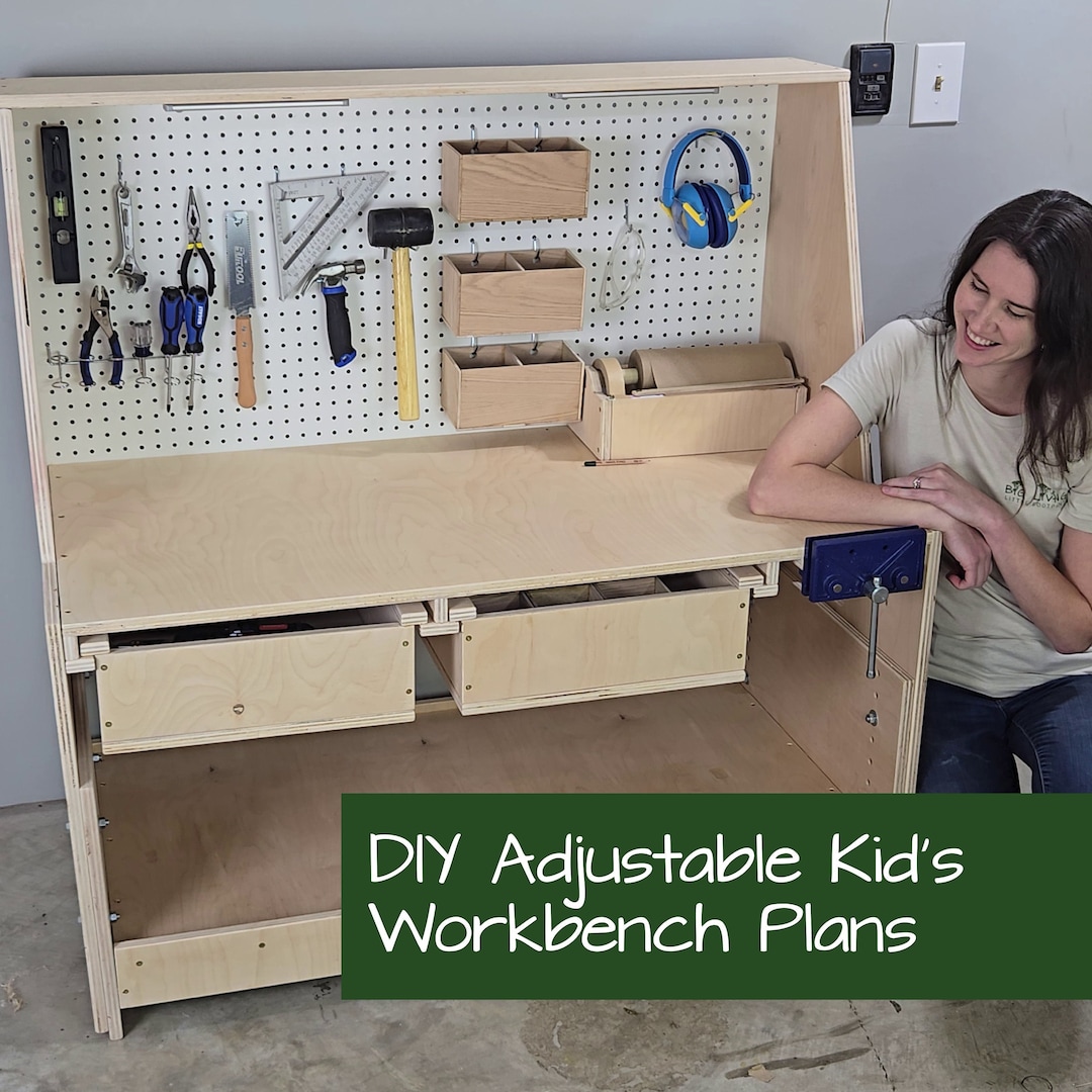 Adjustable Kid Workbench | DIY Kid's Workbench | DIY Woodworking Plans | Furniture Plans - Etsy