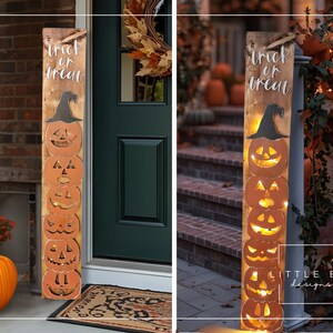 Halloween Porch Leaner SVG, Trick or Treat Stacked Pumpkins, Laser Cut ...