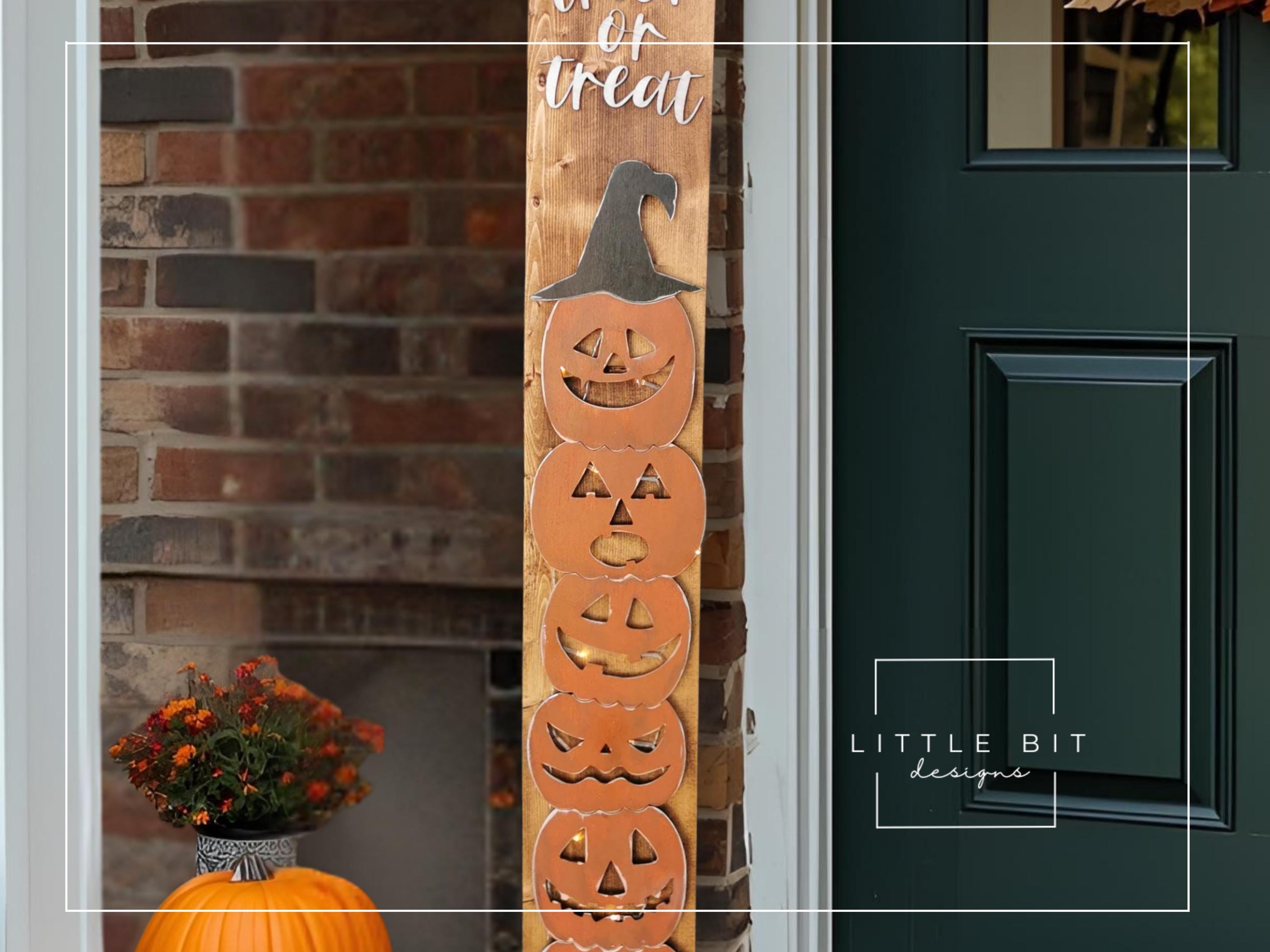 Halloween Porch Leaner SVG, Trick or Treat Stacked Pumpkins, Laser Cut ...