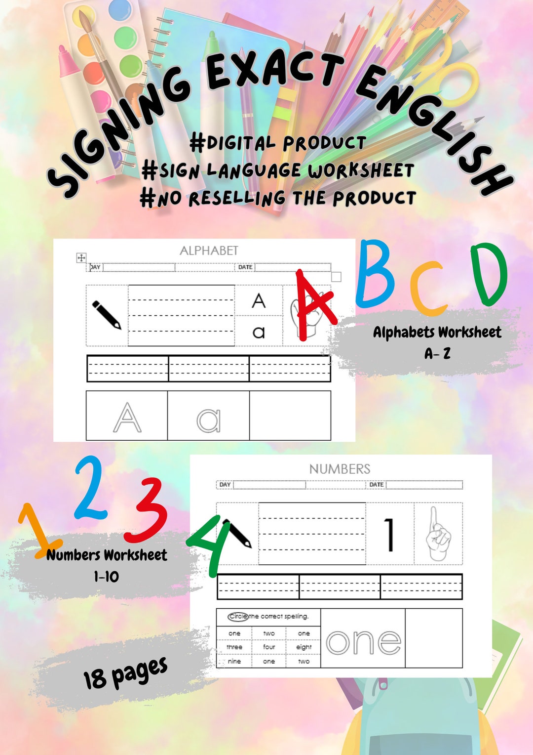 SEE, Sign Language, Worksheet, English, Special Education, Deaf - Etsy