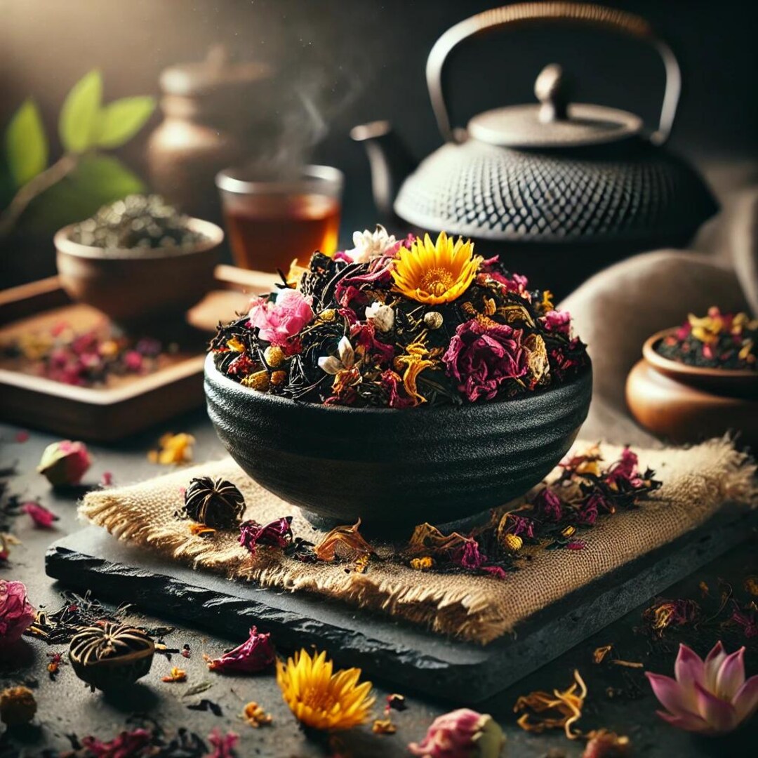 Premium Loose Leaf Floral Tea With Mango, Black Tea, Sencha, Calendula ...