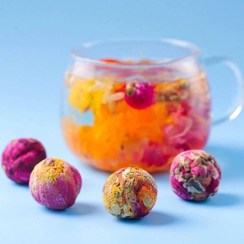 Handcrafted Blooming Tea Bombs, Flower Tea Gift Set - Etsy