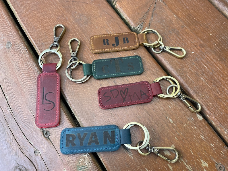 Custom Leather Keychain Personalized Leather Keychain - Etsy