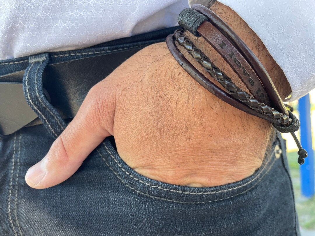 Leather Bracelet - Personalized Leather Bracelet - Engraved Leather ...