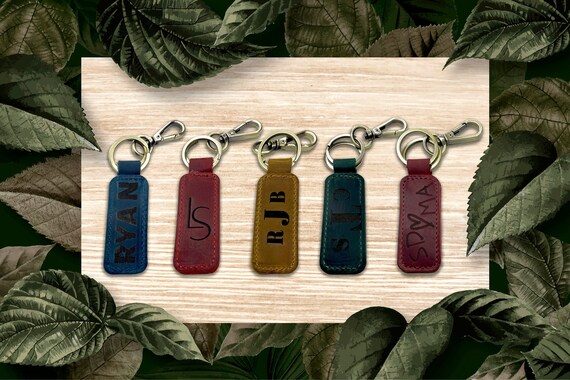 Leather Keychain for Men Personalized Leather Keychain - Etsy