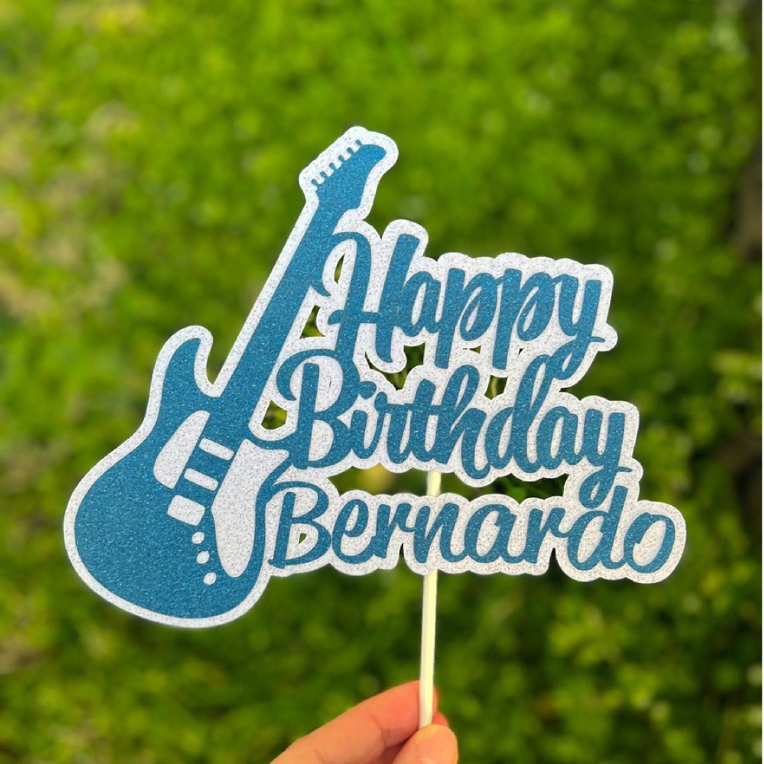 Custom Topper Cake Happy Birthday Topper Cake Personalized Guitar ...