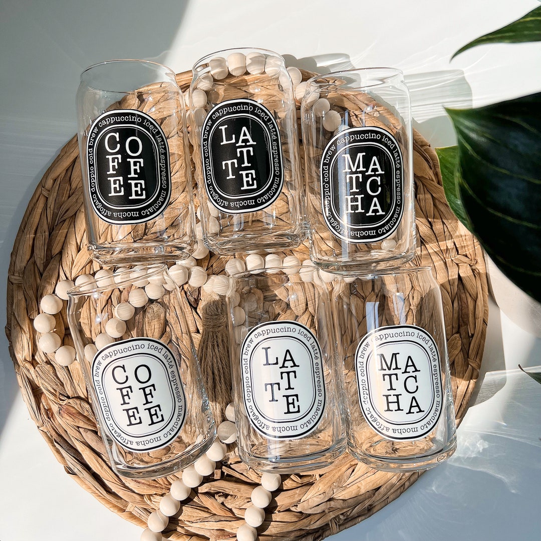 Aesthetic Coffee Glass, Coffee Glass, Diptyque Inspired Glass Can Cups ...