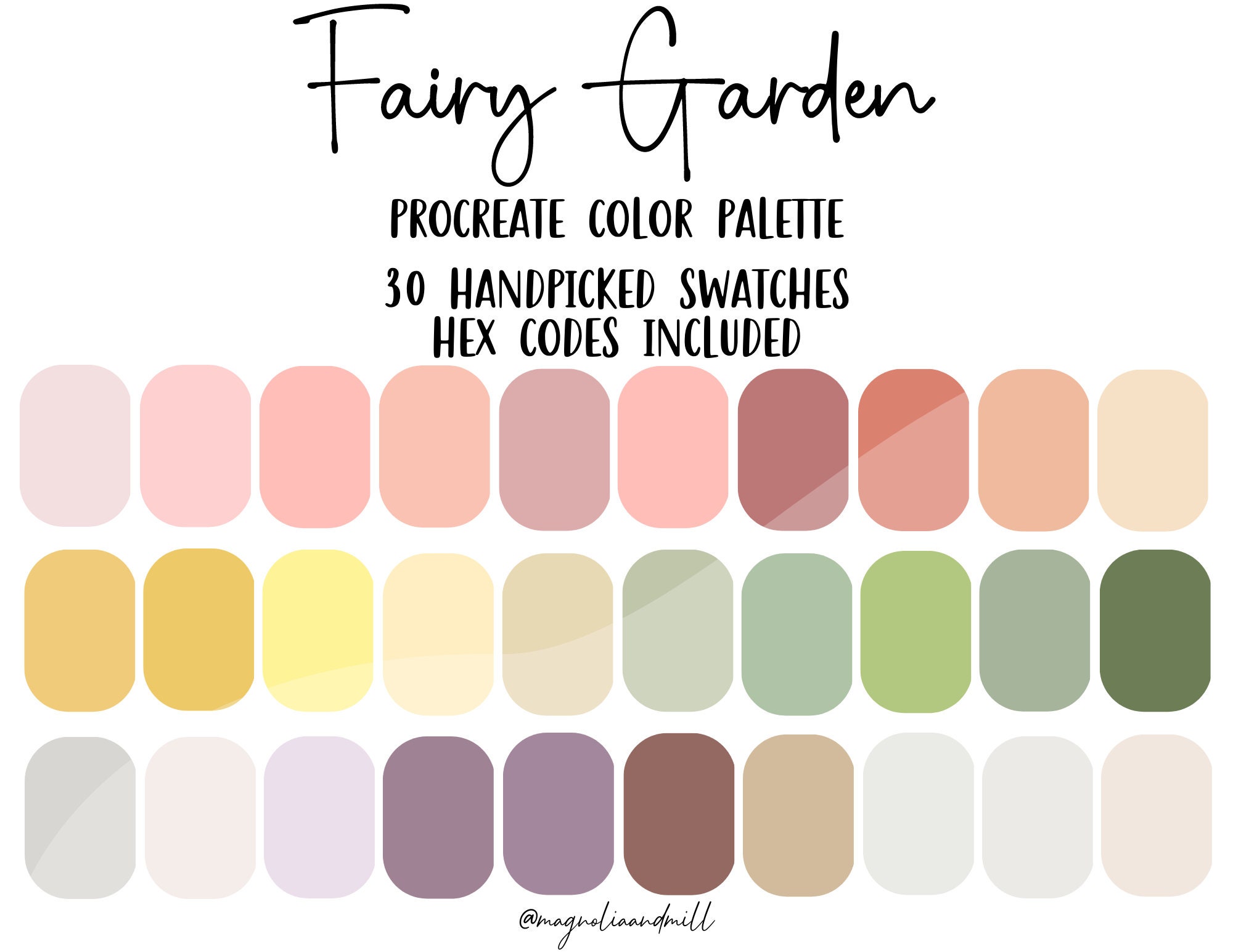 Fairy Garden Procreate Palette | Pastel Color Palette | Digital ...