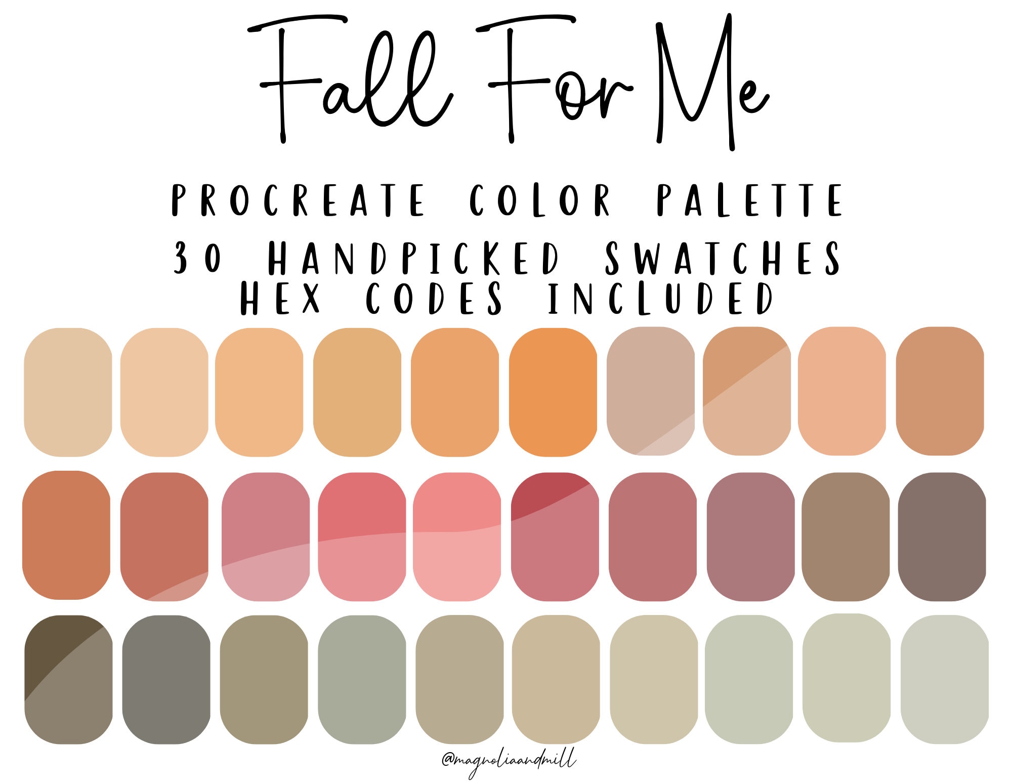 Fall for Me Procreate Color Palette | 30 Color Swatches | Fall Inspired ...