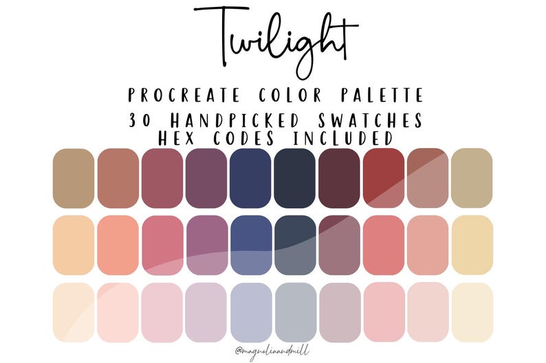 Twilight Color Palette: 30 Swatches With HEX Codes (digital Download ...