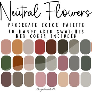 Neutral Florals Procreate Color Palette: 30 Earthy Swatches (digital ...