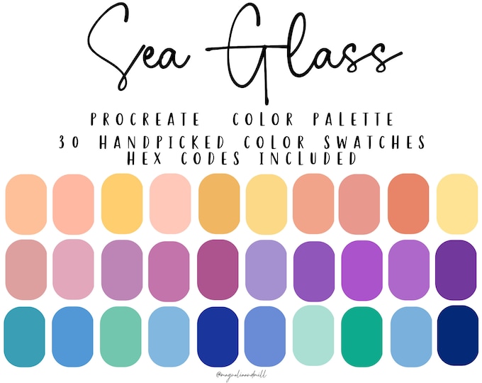 Sea Glass Procreate Color Palette | 30 Color Swatches | Pastels ...