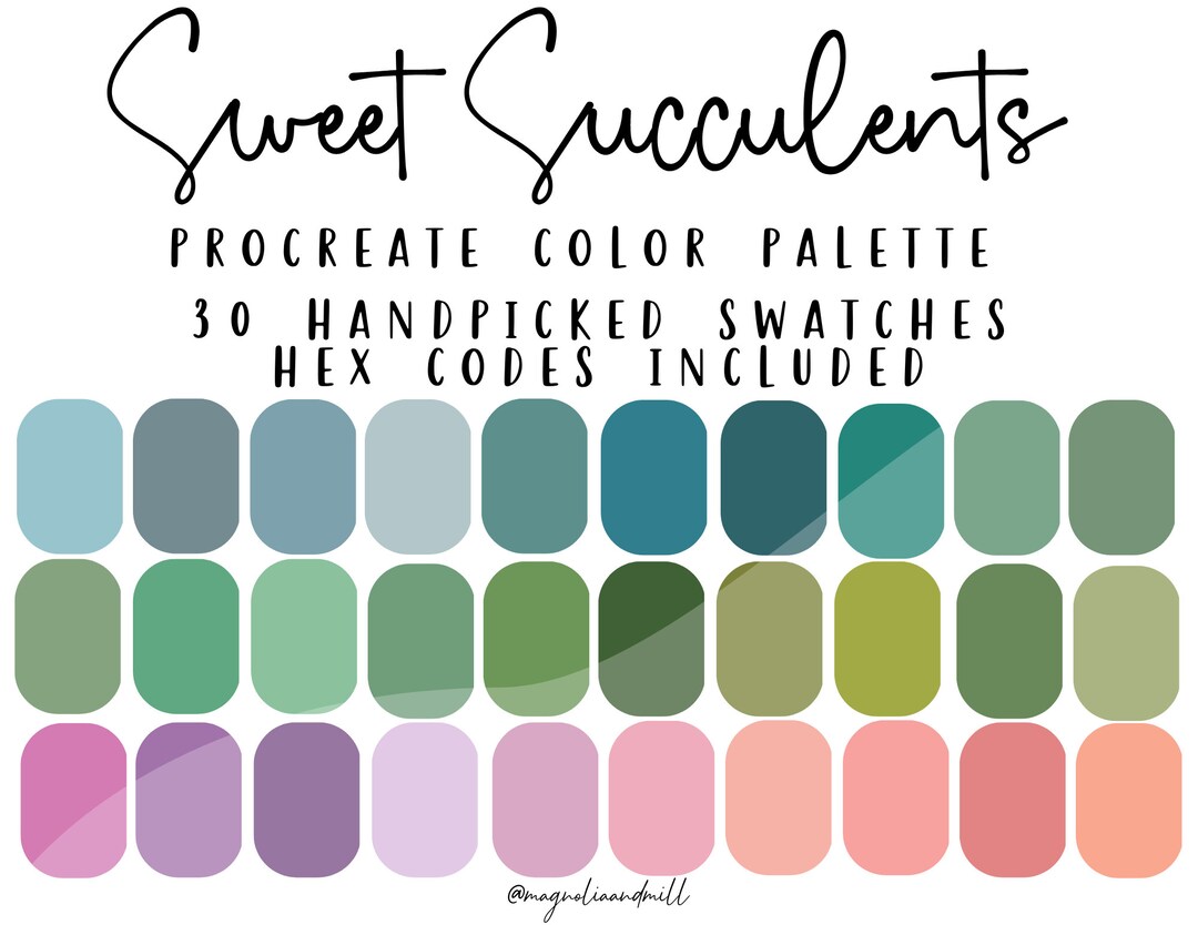Sweet Succulents Procreate Color Palette | 30 Color Swatches | Floral ...
