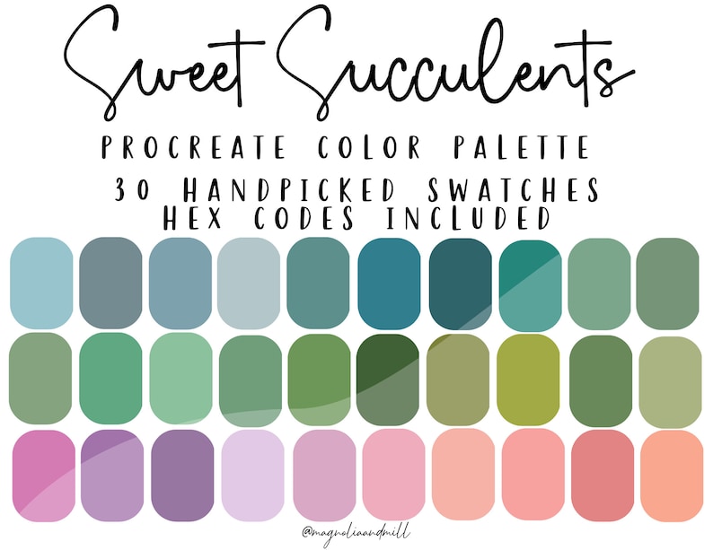 Sweet Succulents Procreate Color Palette | 30 Color Swatches | Floral ...