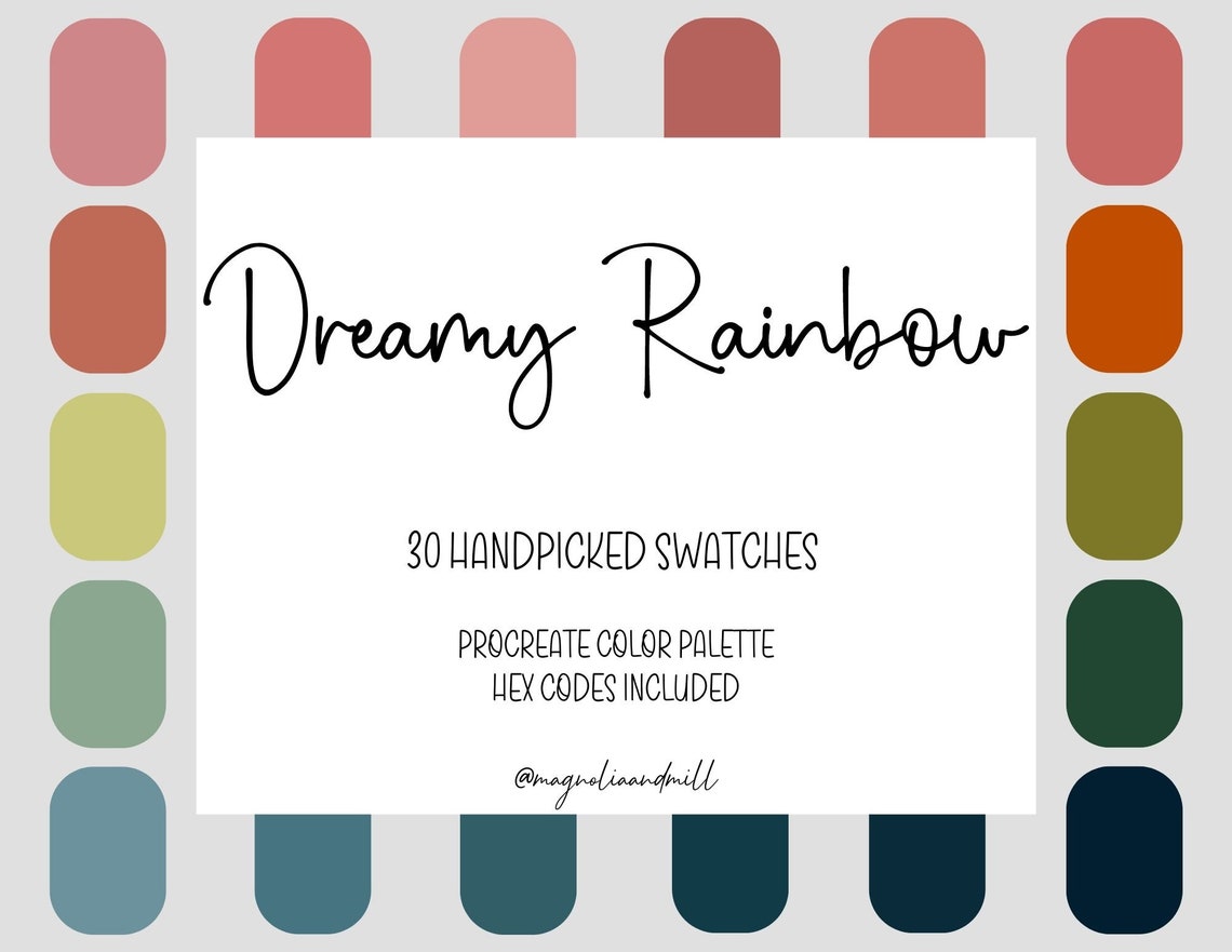 Dreamy Rainbow Procreate Color Palette 30 Color Swatches - Etsy