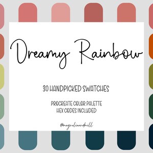 Dreamy Rainbow Procreate Color Palette 30 Color Swatches - Etsy