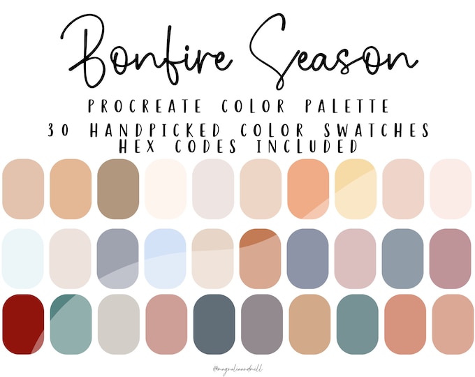 Bonfire Season Procreate Color Palette | HEX Codes Included | 30 ...
