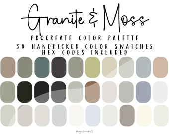 Granite & Moss Procreate Color Palette | HEX Codes Included | 30 ...
