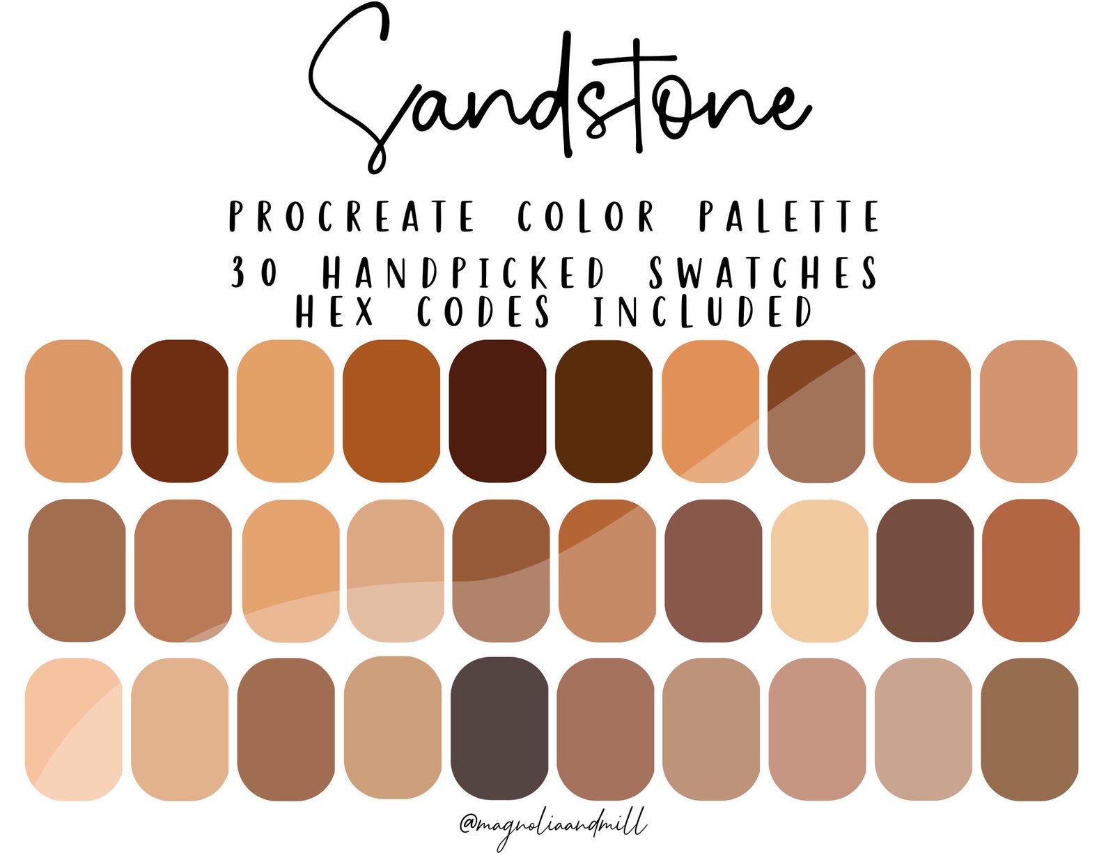 Sandstone Procreate Color Palette: 30 Earth Tone Swatches (digital ...