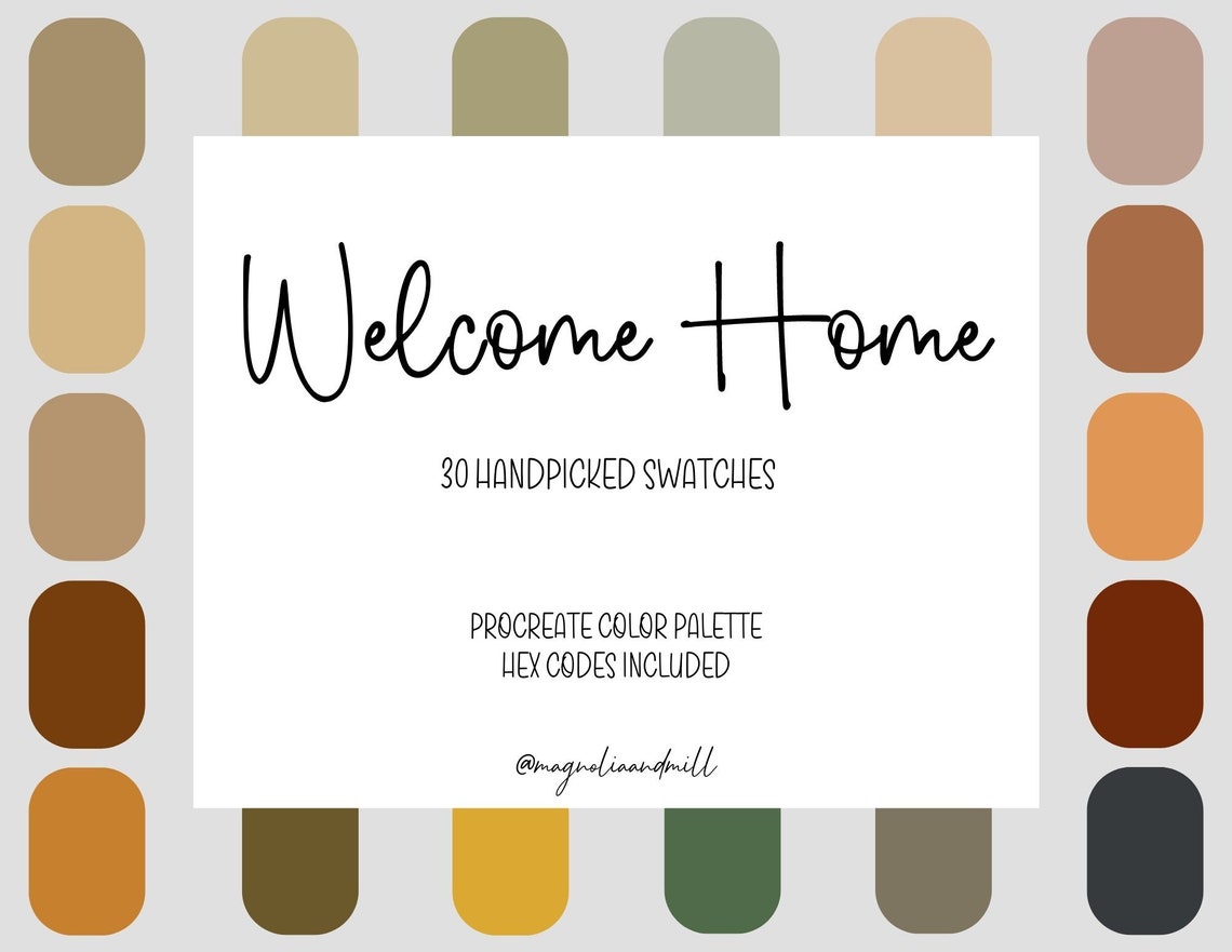Welcome Home Procreate Color Palette 30 Color Swatches - Etsy