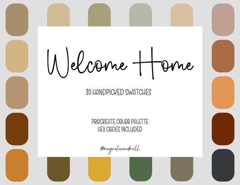 Welcome Home Procreate Color Palette 30 Color Swatches - Etsy