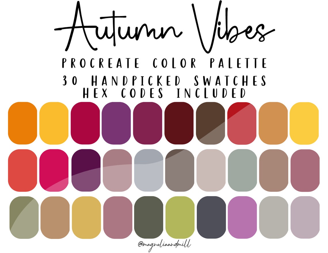 Autumn Vibes Procreate Color Palette Fall Color Palette - Etsy