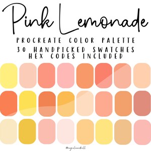 Pink Lemonade Procreate Color Palette HEX Codes Included Canva Branding ...