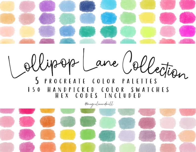 Lollipop Lane Procreate Color Palette Bundle: Rainbow & Pastel Colors ...