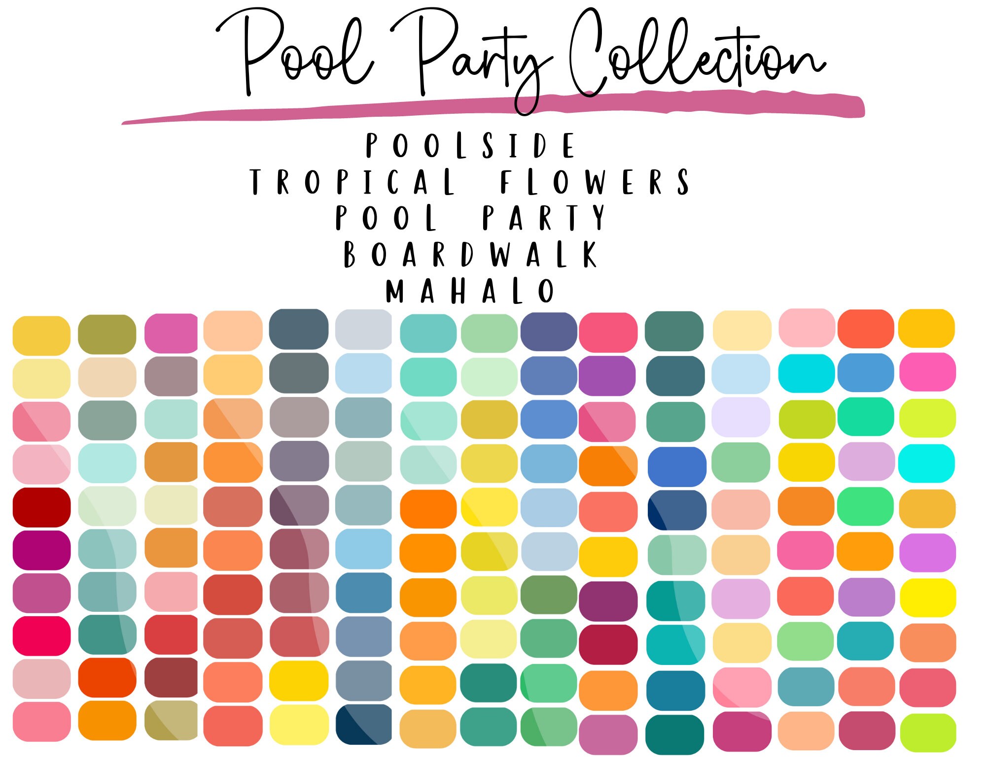 The Beach Party Collection | Procreate Palette Bundle | Rainbow ...