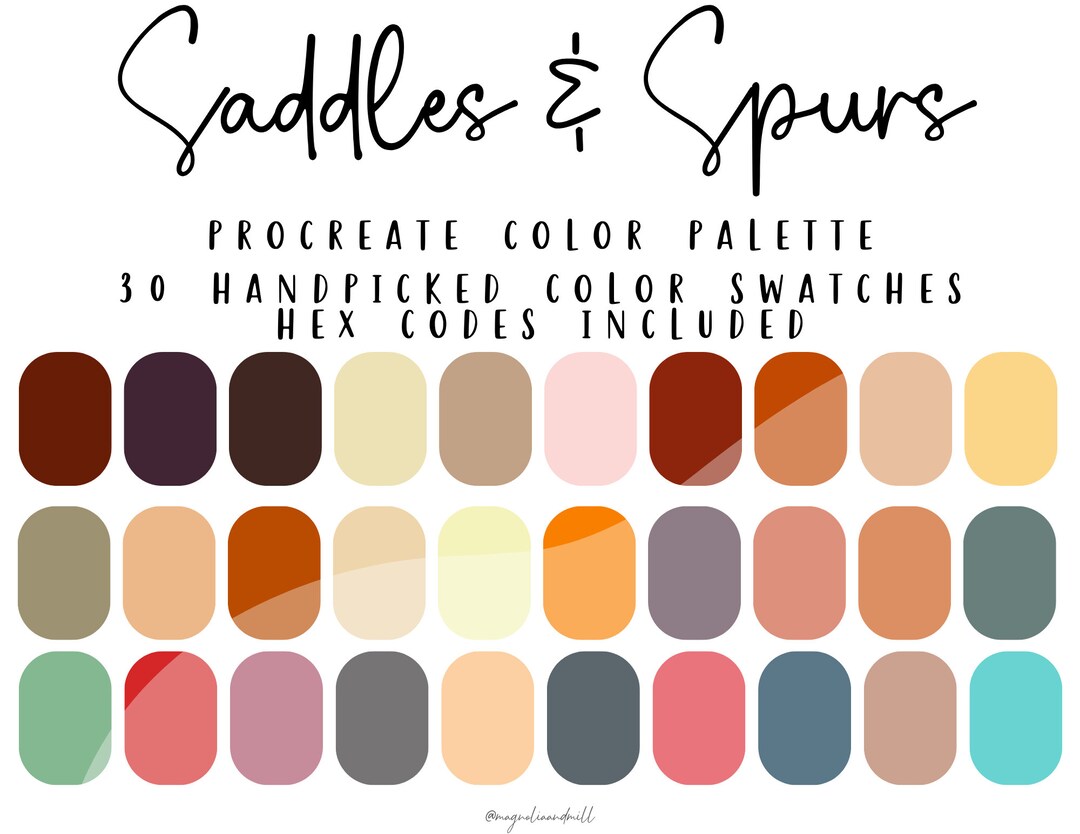 Saddles & Spurs Procreate Color Palette | HEX Codes Included | 30 ...