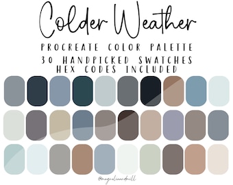 Colder Weather Procreate Color Palette | 30 Color Swatches | Winter ...