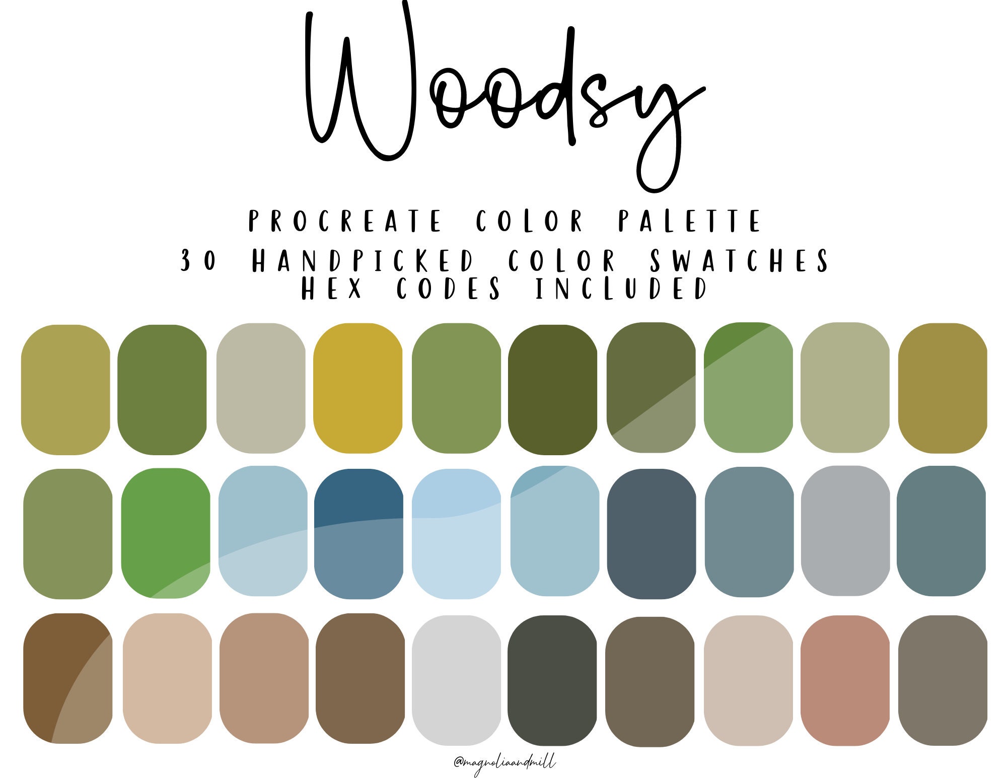 Woodsy Procreate Color Palette: 30 Earthtone Swatches (digital Download ...
