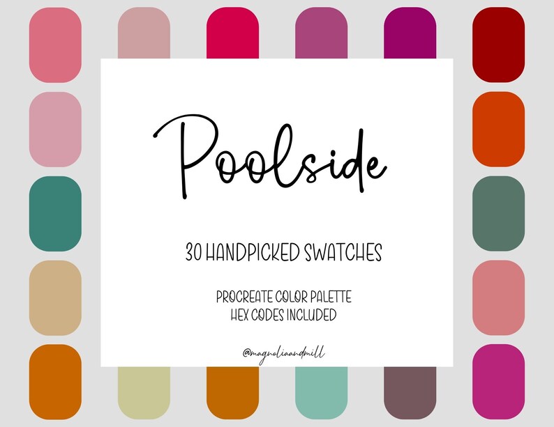 Poolside Procreate Color Palette 30 Color Swatches Summer - Etsy